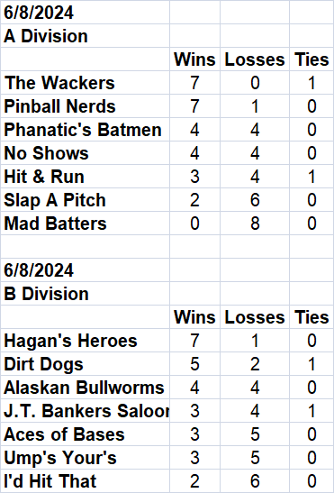 Sunday Coed / Spring 2024 Final Standings